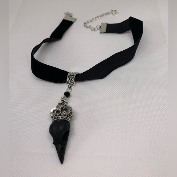 Accessories | Dark Gothic Choker Black Velvet Ribbon Raven Skull ...
